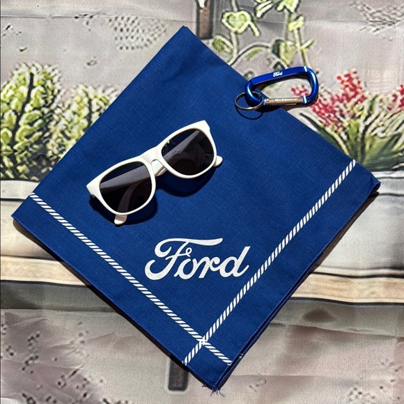 Ford | Accessories | Ford Blue Bandana With White Sunglasses Carabiner ...